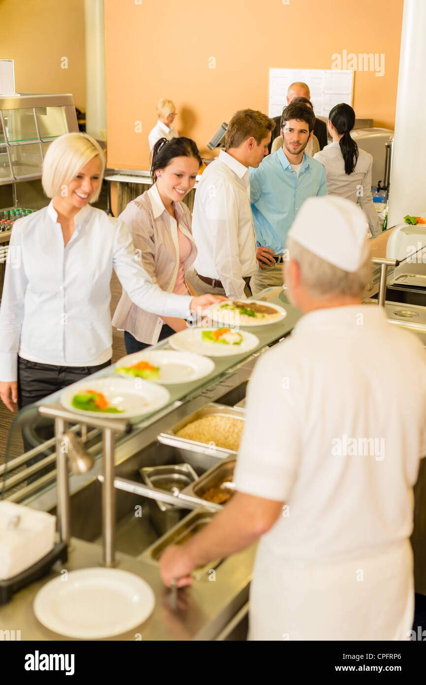 Business people take lunch meal in cafeteria display cabinet Stock ...