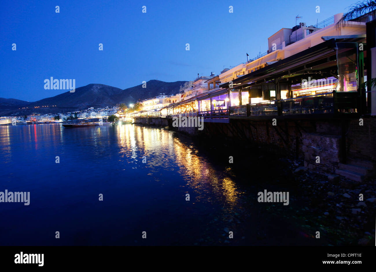 The seacoast of the town of Hersonissos also transliterated as ...