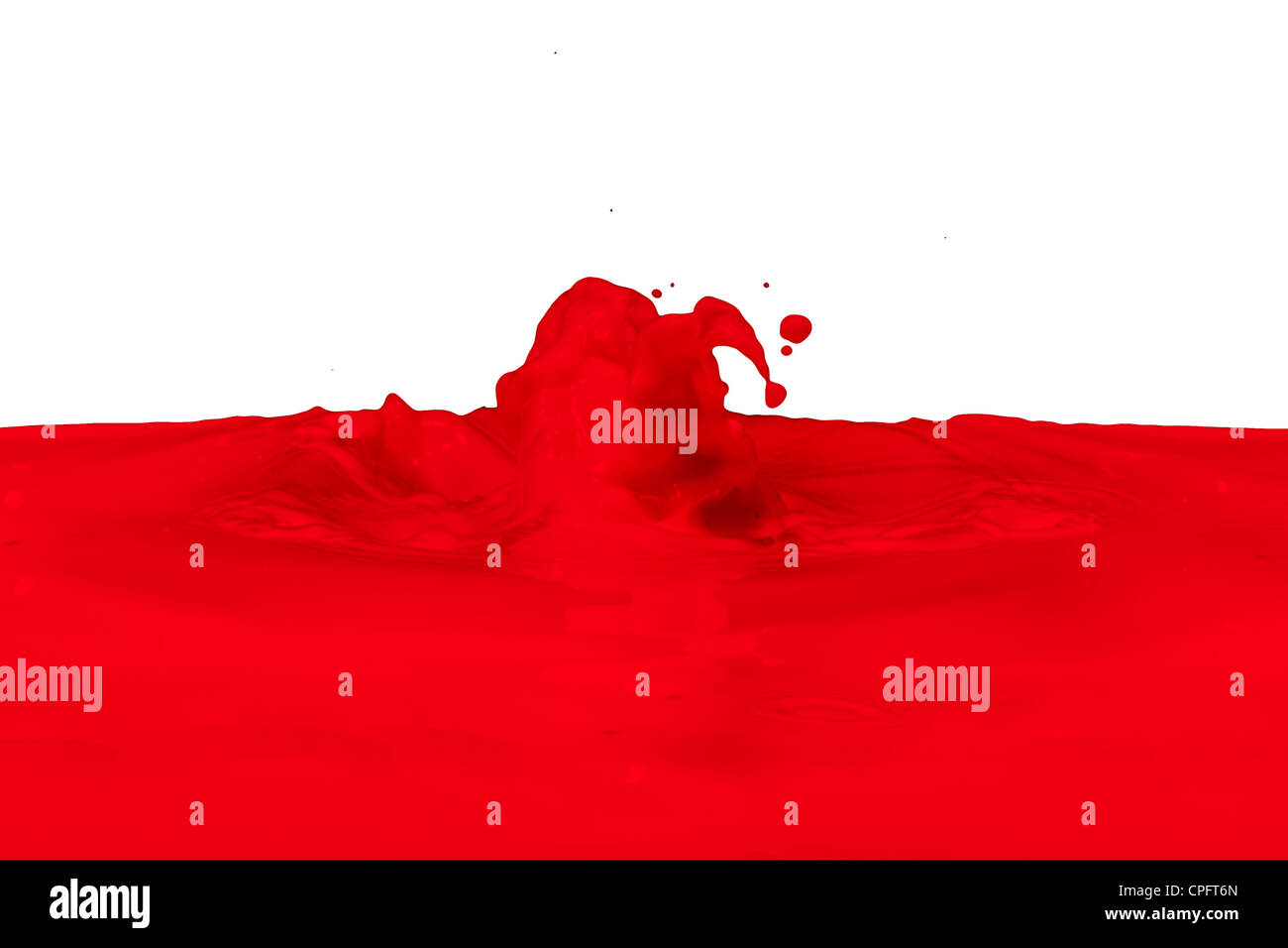 red paint splashing isolated on white Stock Photo - Alamy
