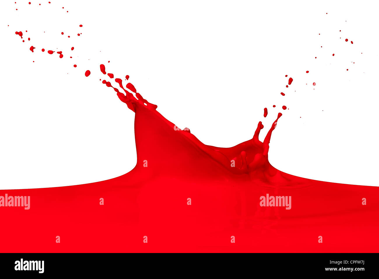 red paint splashing isolated on white Stock Photo - Alamy