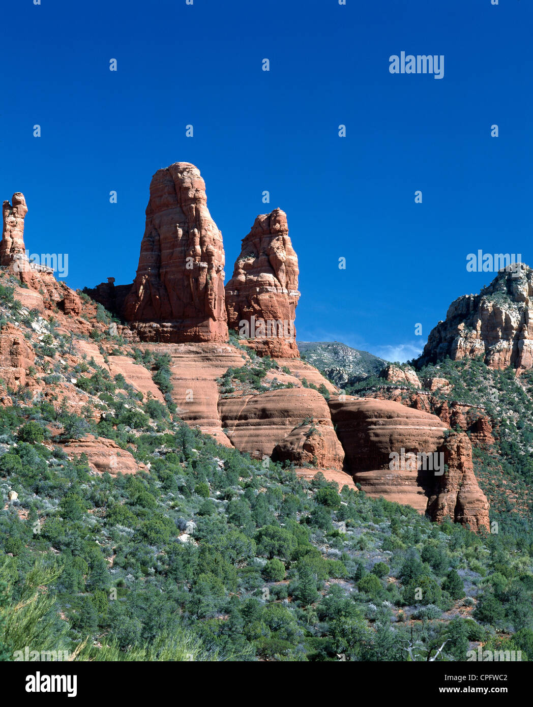 Mary and child rock on the left with the Two Sisters rocks, Red Rock ...