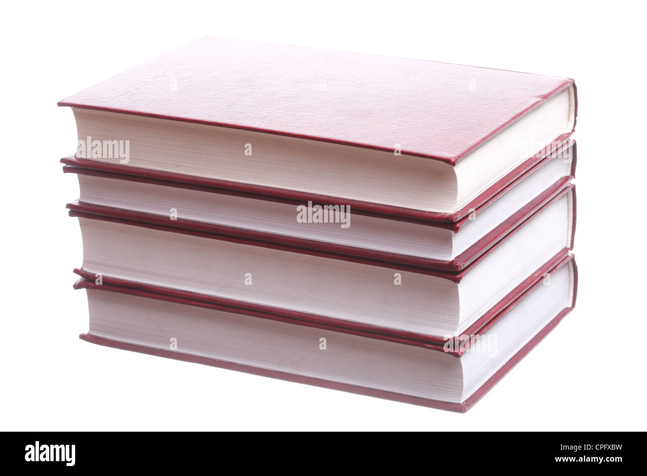 Isolated on white stack red book library object Stock Photo - Alamy