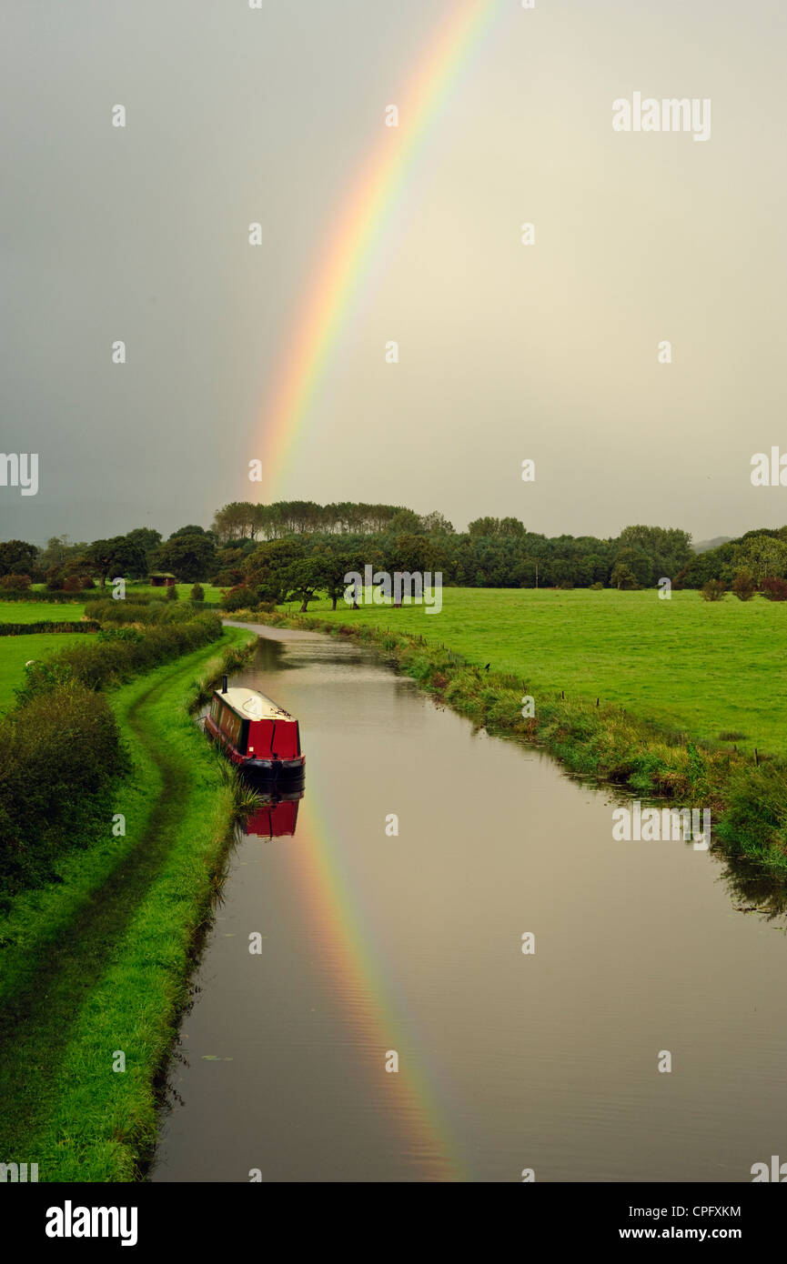 Rainbow over the Lancaster Canal near Garstang Lancashire England Stock ...