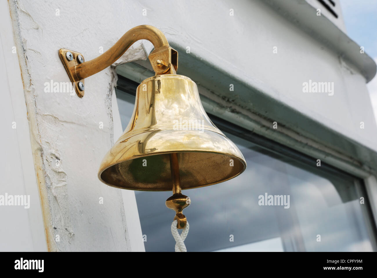 close-up of bronzed ship's bell on the ship Stock Photo - Alamy