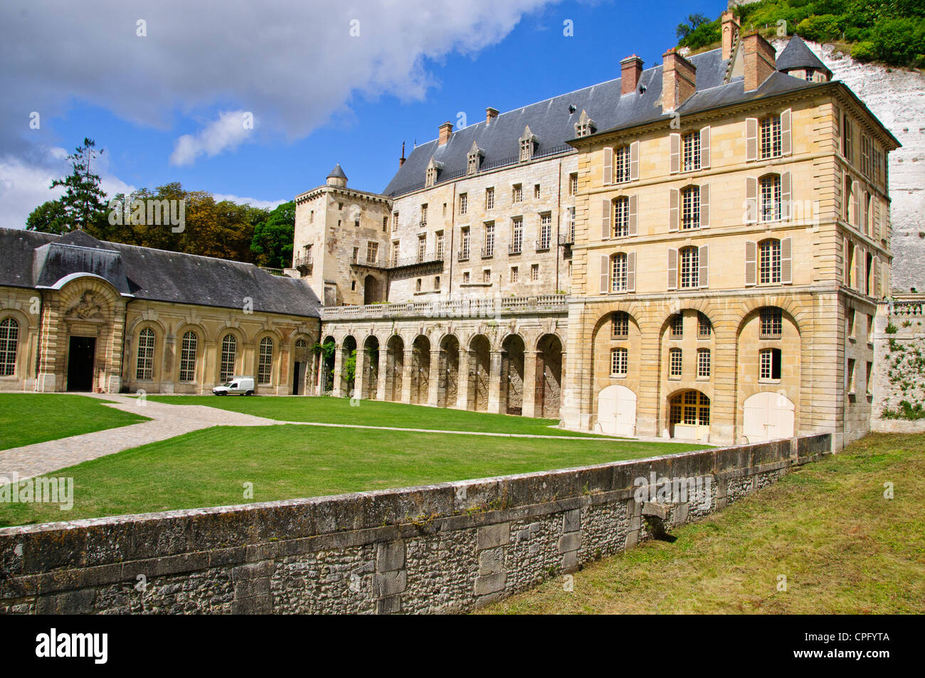 Chateau de La Roche-Guyon sur Seine cut into the cliff,Edgar P.Jacobs ...