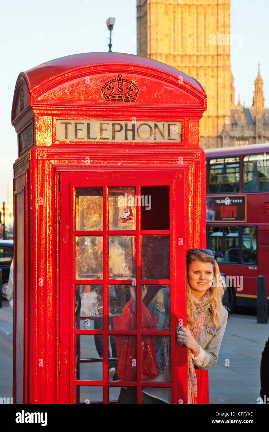 England, London, Westminster, Red Telephone Box Stock Photo - Alamy