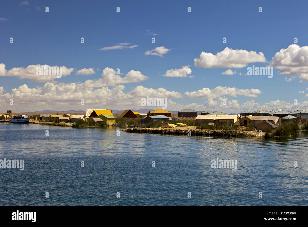 Peru, Lake Titicaca, floating islands of the Uros people, traditional ...