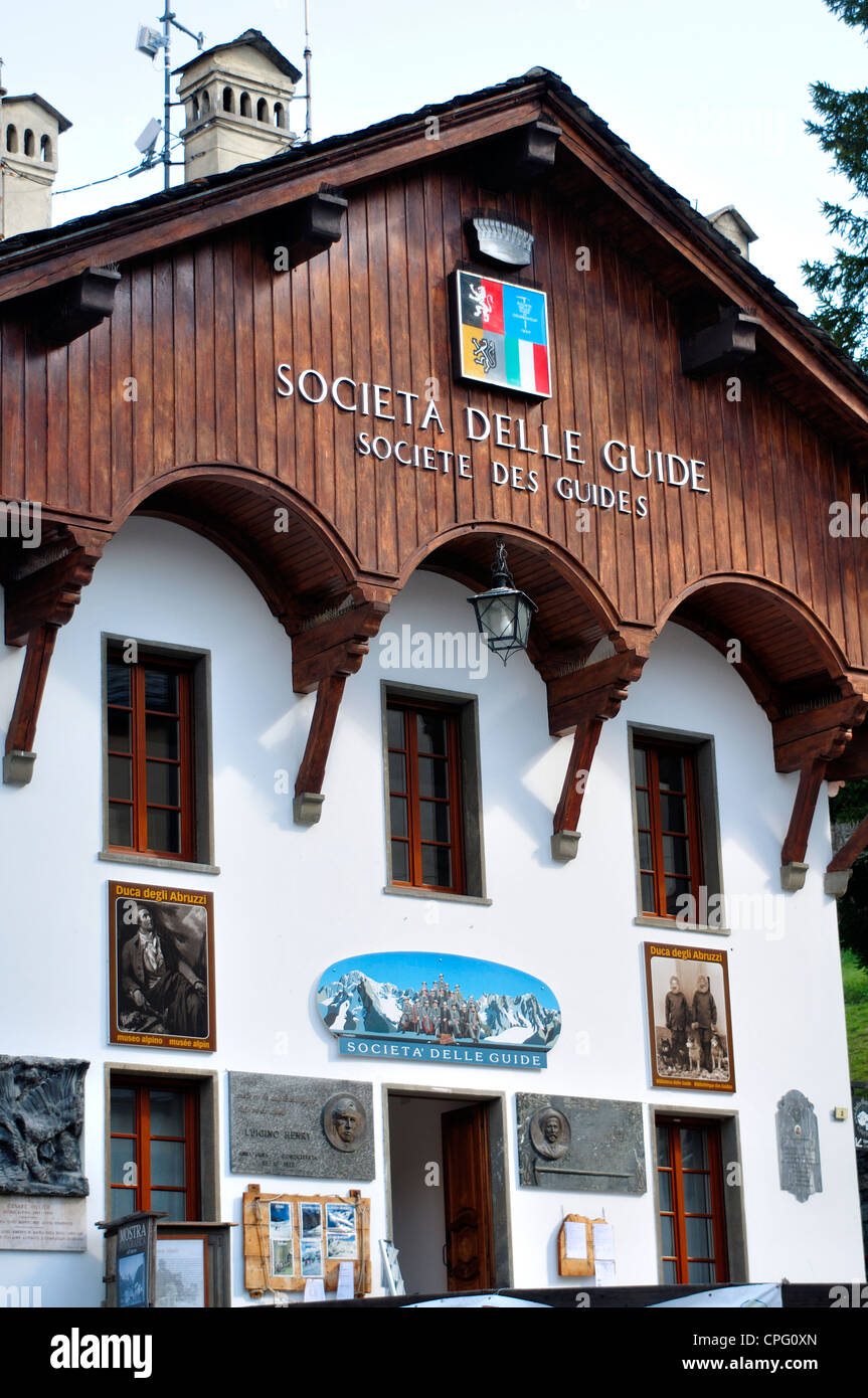 Italy, Aosta valley, Courmayeur, Society of Alpine Guides Headquarters ...