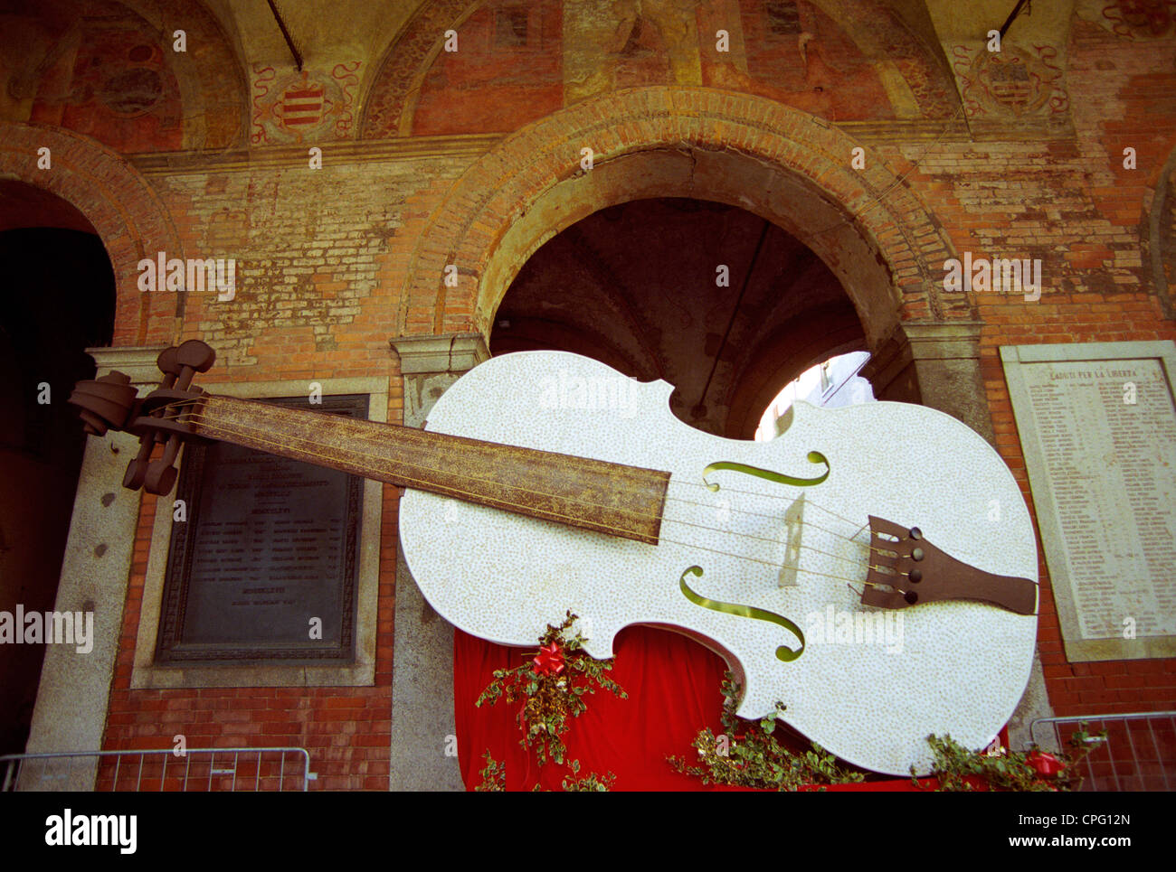 Italy, Lombardy, Cremona, the Torrone Violin Shape during Torrone Feast ...