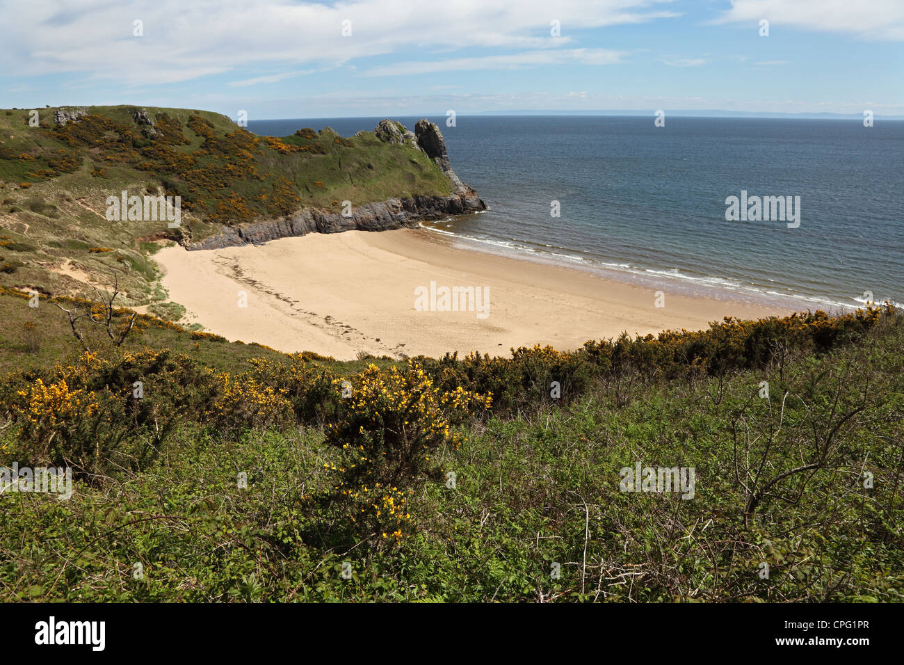 Beach and the View to Great Torr From the Coastal Path Near Nicholaston ...