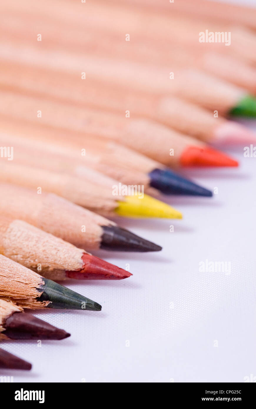 Sharp coloring pencils on a white background Stock Photo - Alamy