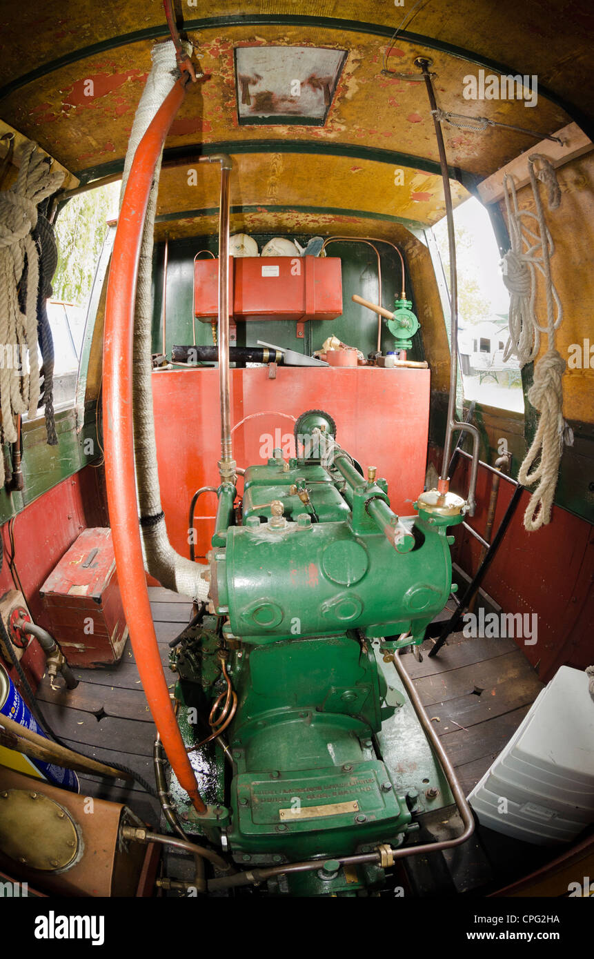 diesel inboard engine of a canal narrow boat Stock Photo - Alamy