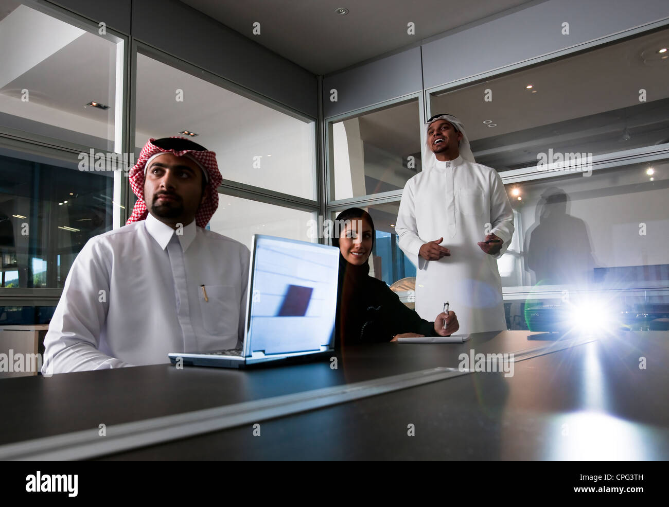 Arab businessman giving presentation in a meeting Stock Photo - Alamy
