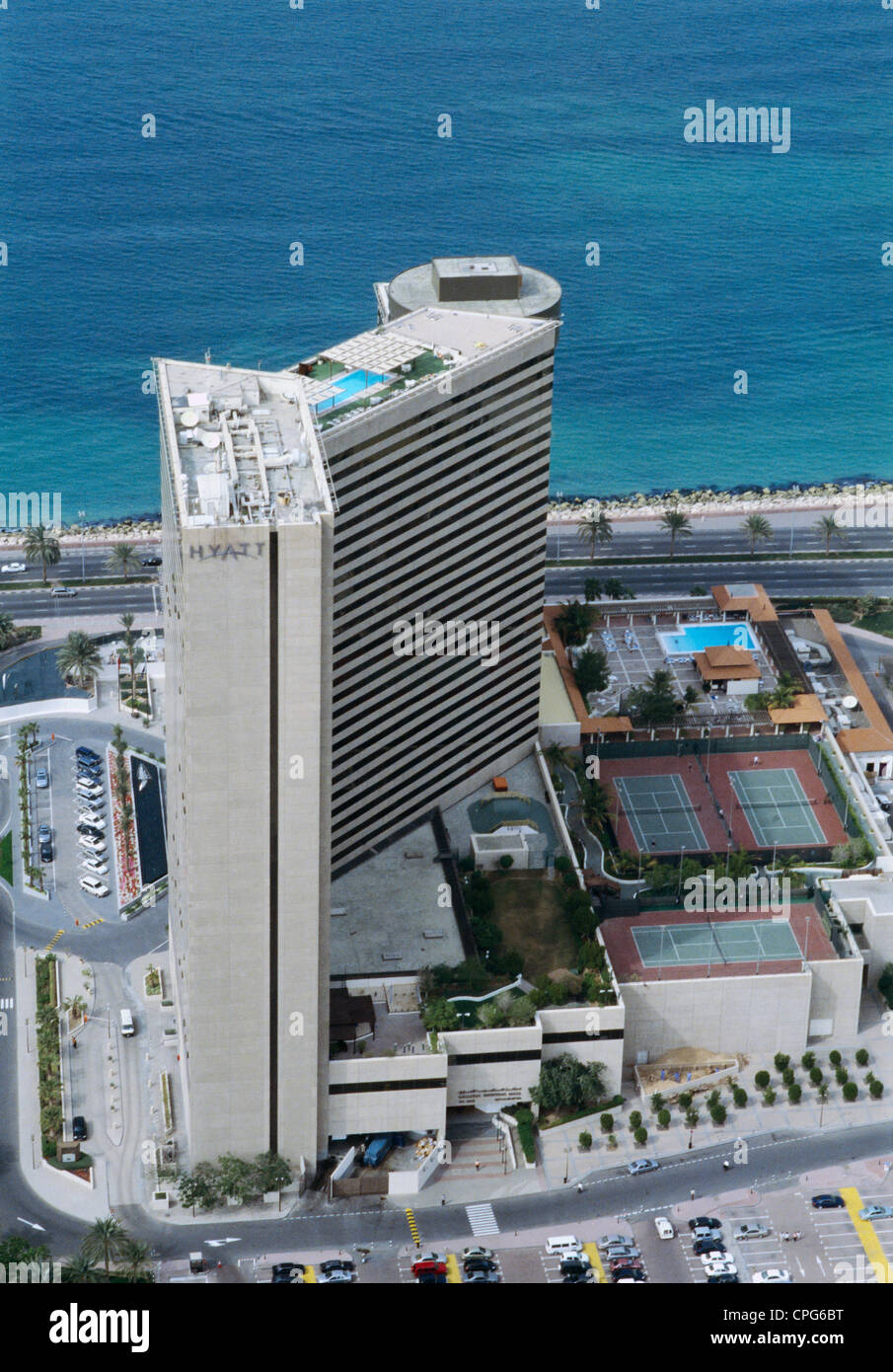 Aerial View of the Building with a background of sea seen during at Day ...