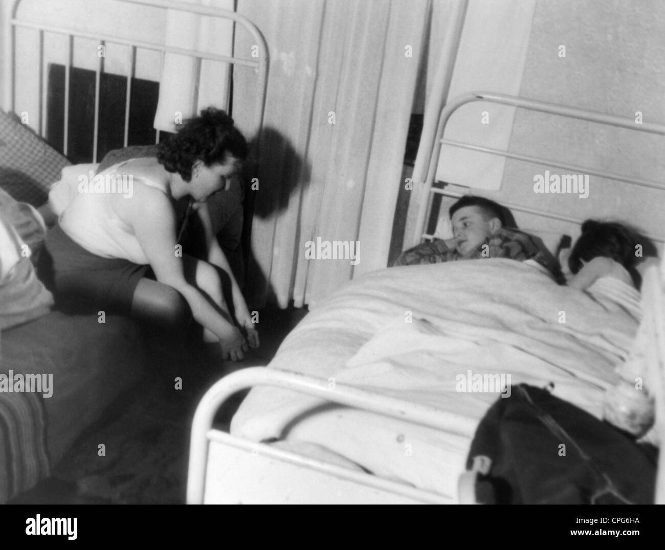 post war period, misery and hardship, housing shortage, family in tight ...
