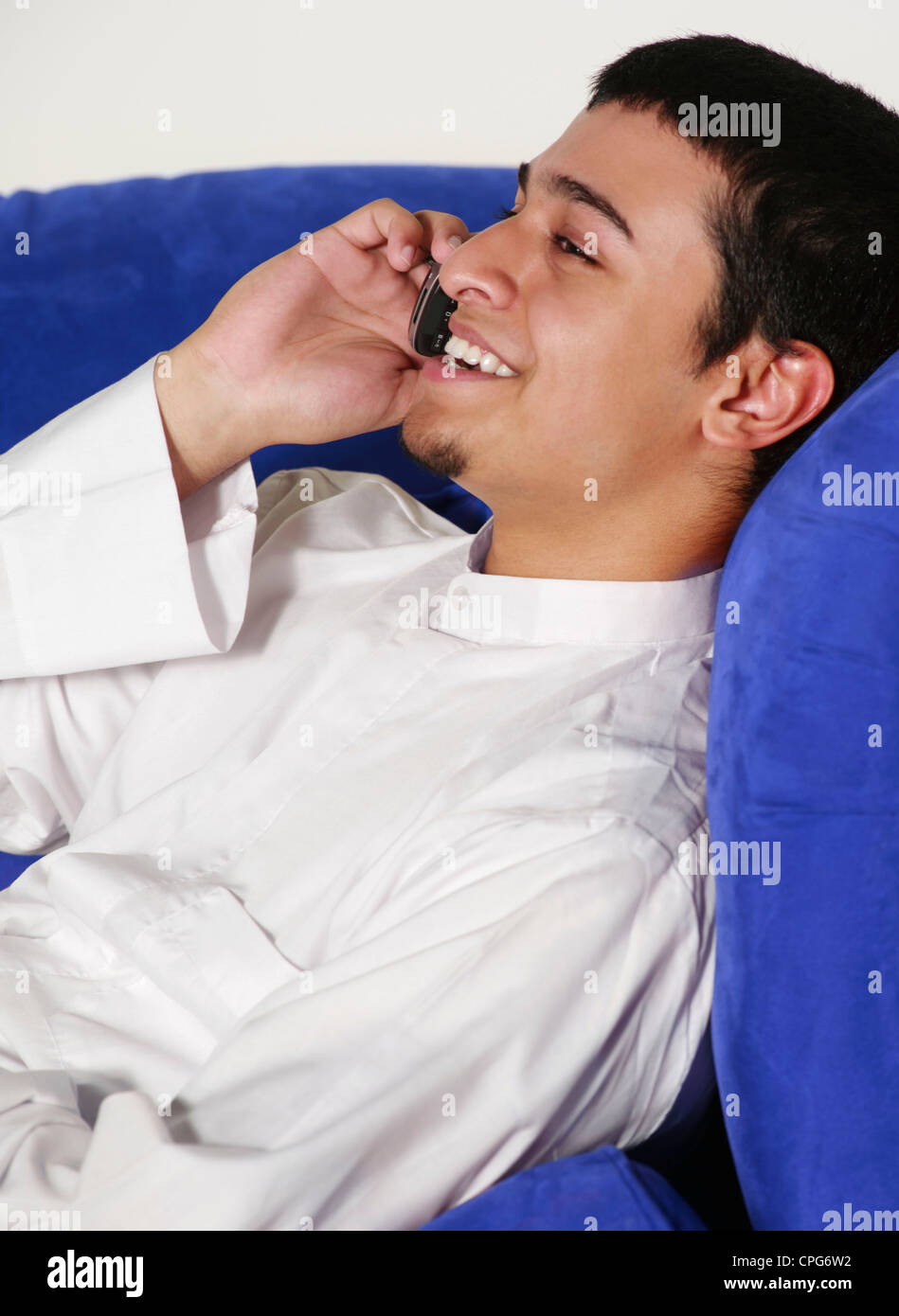 Arab boy on phone Stock Photo - Alamy