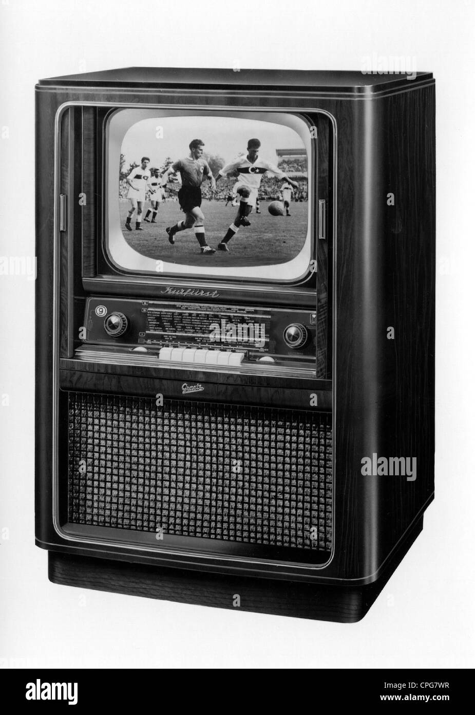 broadcast, television, Graetz tv set "Kurfuerst", 43 cm tube, deluxe ...