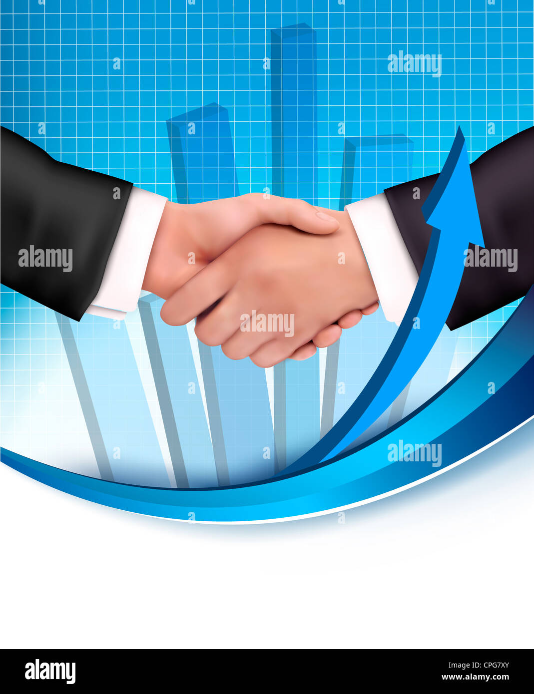 Handshake between business people with a graph in the background Stock ...