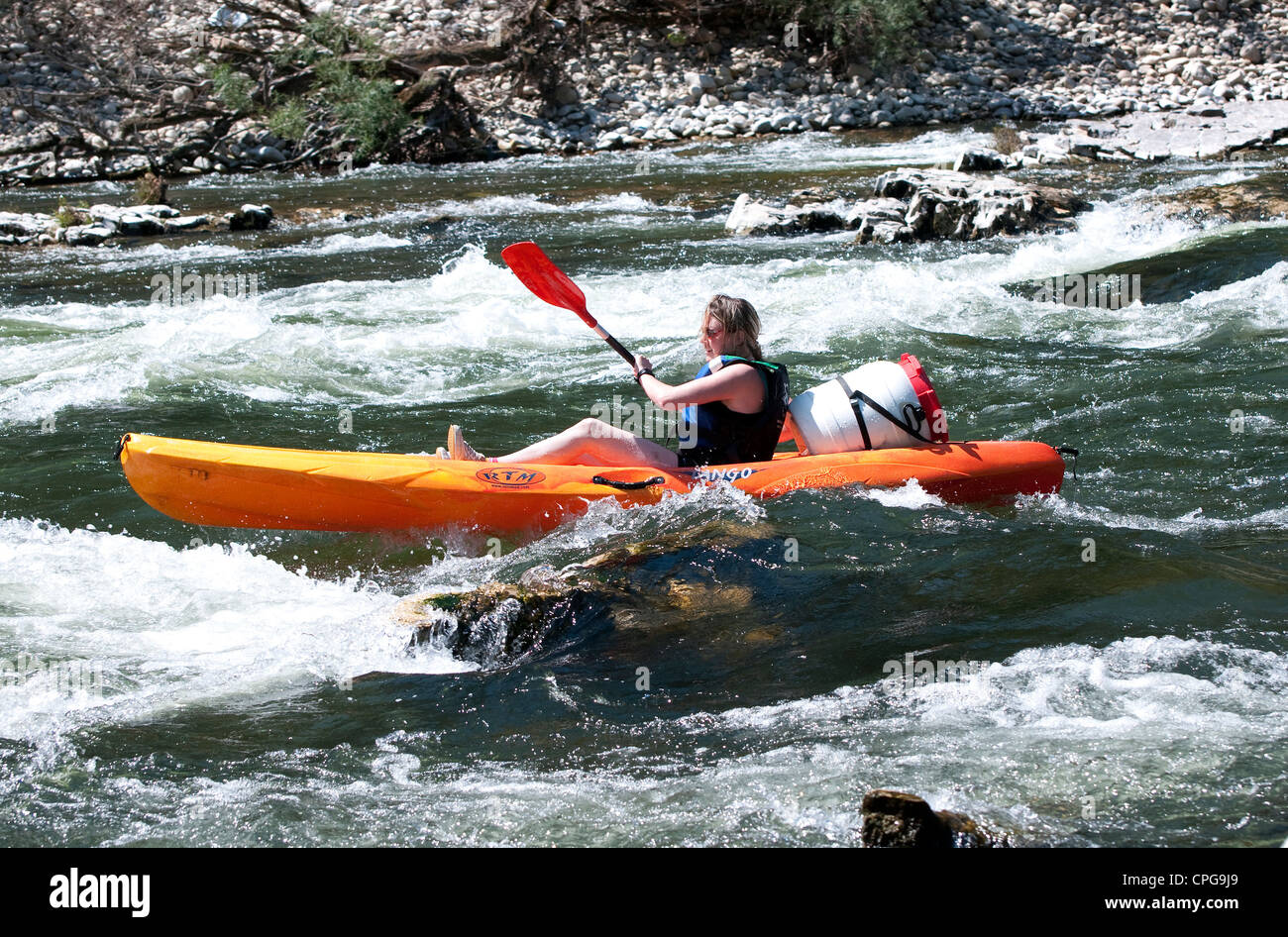 canoeing down the river ardeche, france Stock Photo - Alamy