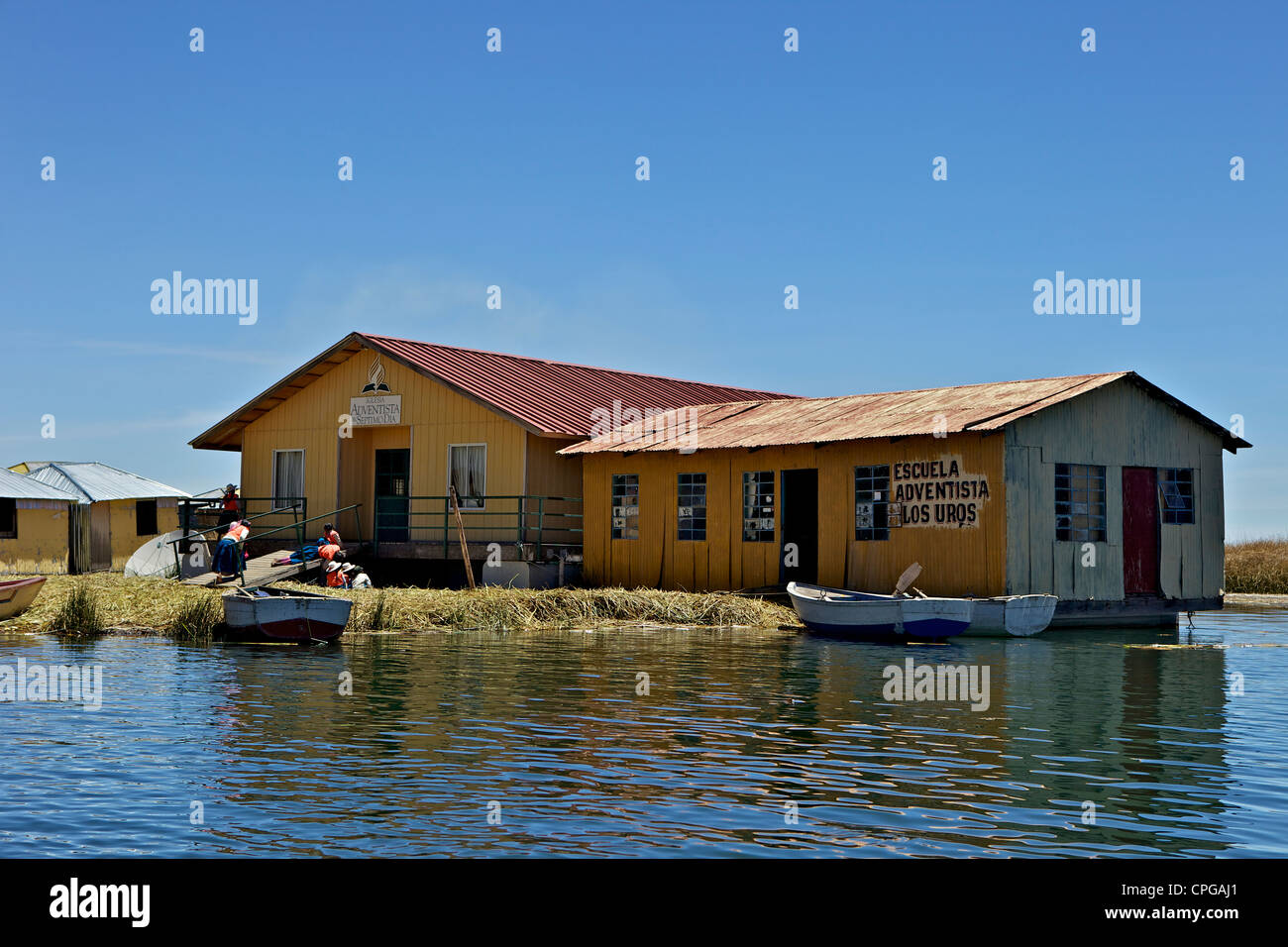 School, Islas Flotantes, floating islands, Flotantes, Lake Titicaca ...
