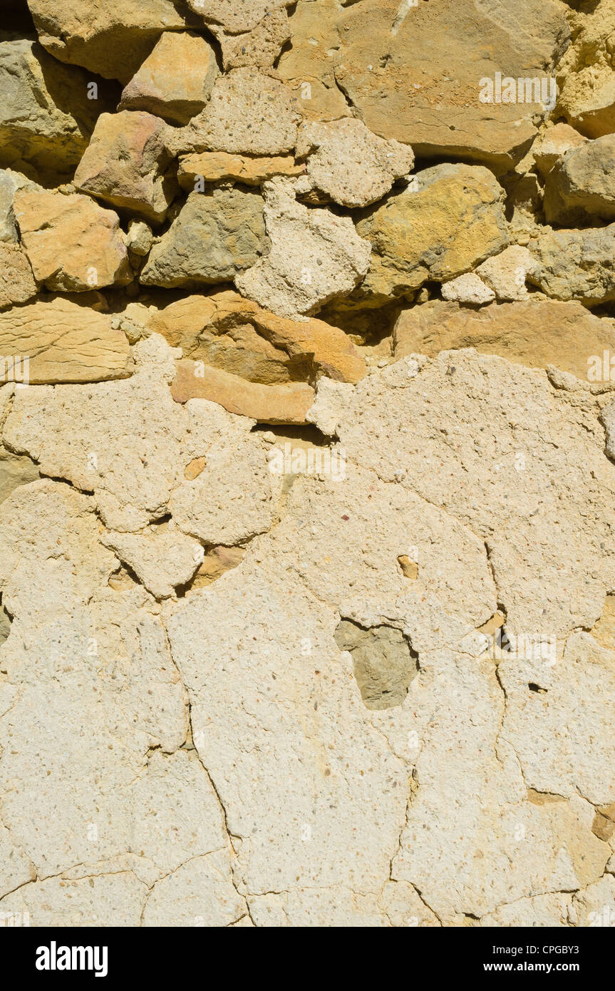 Derelict wall, a stone and clay texture Stock Photo - Alamy