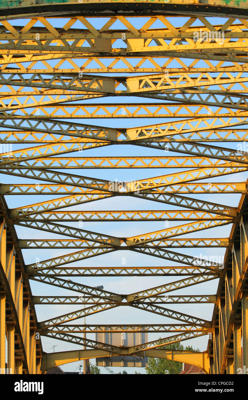 Yellow steel bridge Stock Photo - Alamy