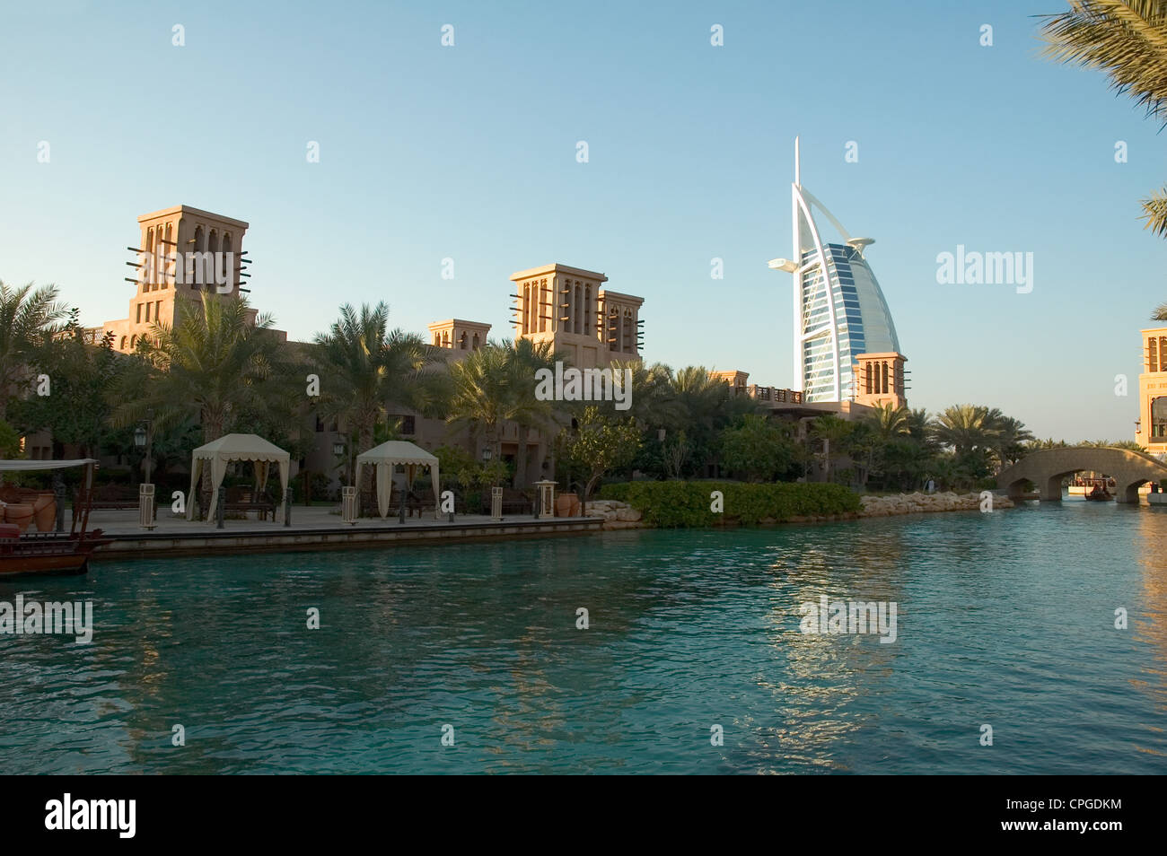 View of Madinat Jumeirah seen from the lake Stock Photo - Alamy