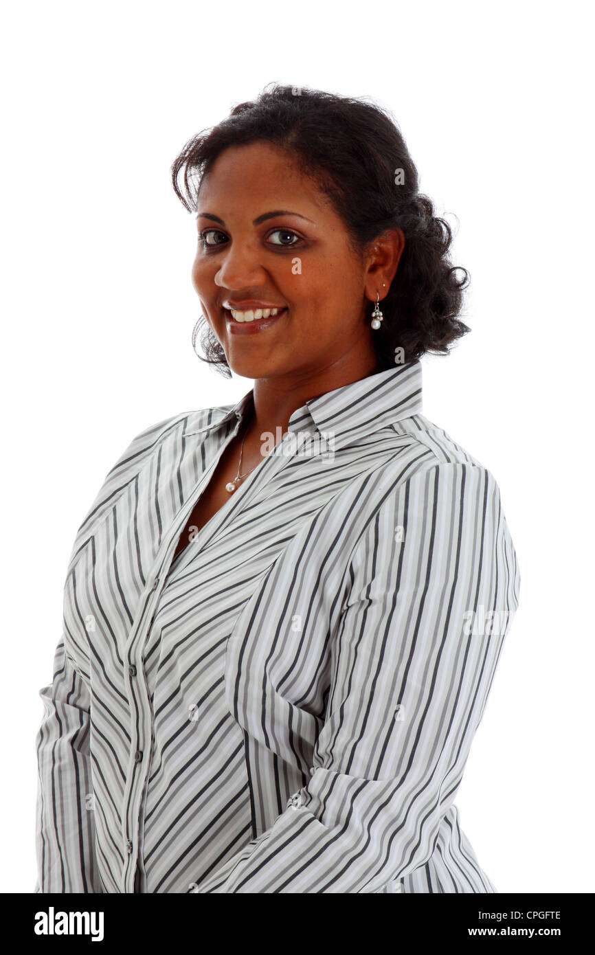 Portrait of a minority woman on white background Stock Photo - Alamy
