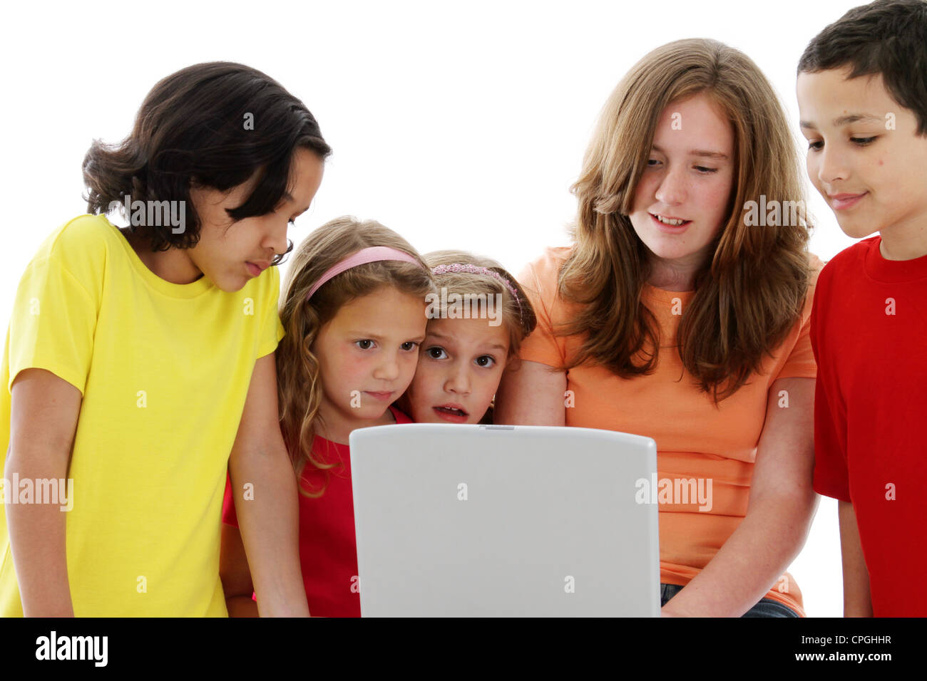 Children working together on a laptop computer Stock Photo - Alamy