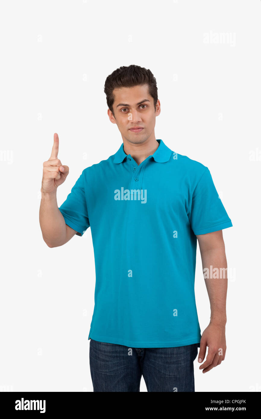 Man gesturing one finger Stock Photo - Alamy