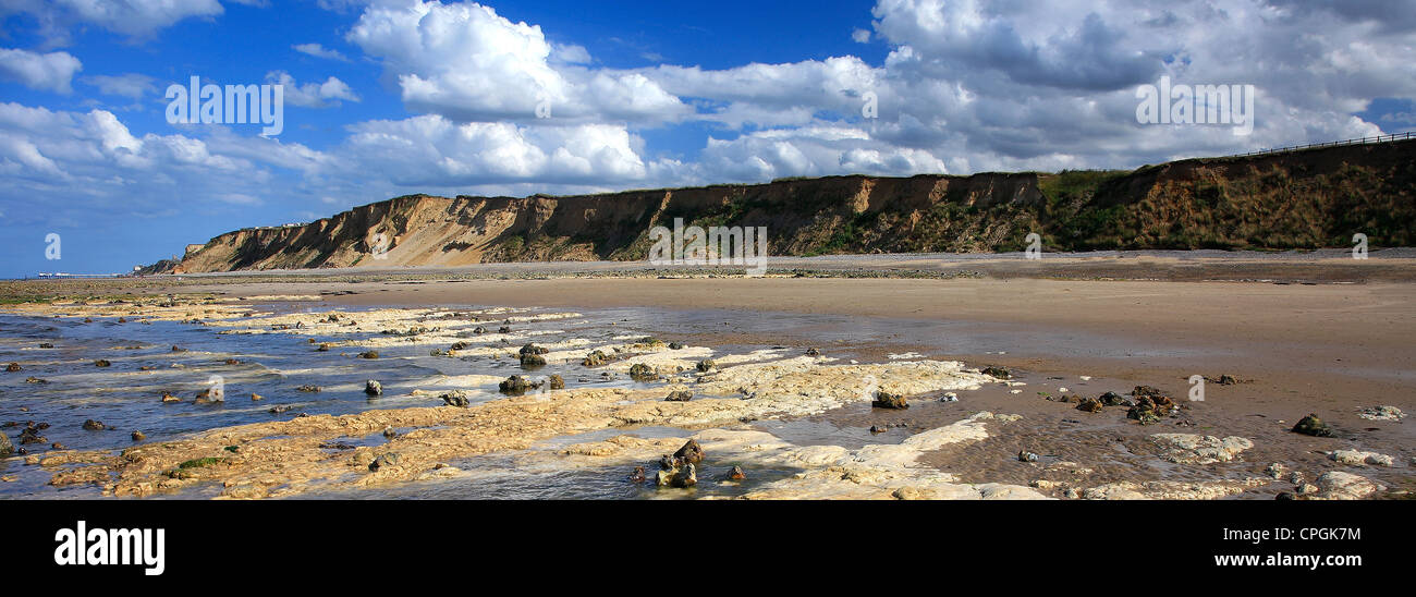 The beach and sand cliffs at East Runton Beach on the Peddars way North ...