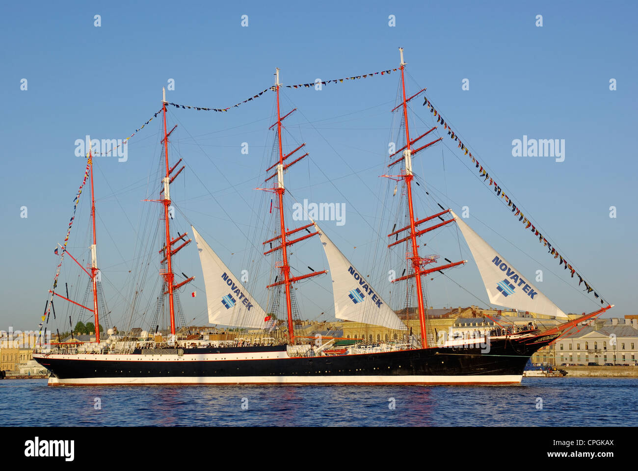 Russia. St. Petersburg. Training sailboat "Sedov" went round the world ...