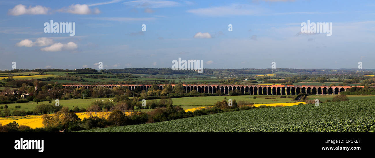 Spring view over the river Welland valley near Harringworth village ...