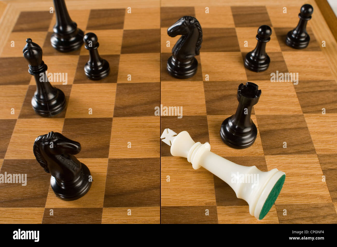 Chess pieces on chess board, close-up, elevated view Stock Photo - Alamy