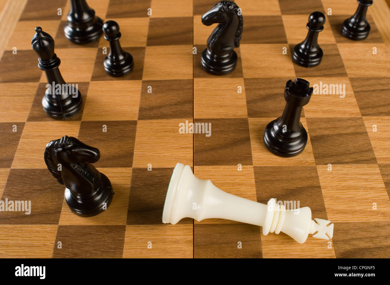 Chess pieces on chess board, close-up, elevated view Stock Photo - Alamy