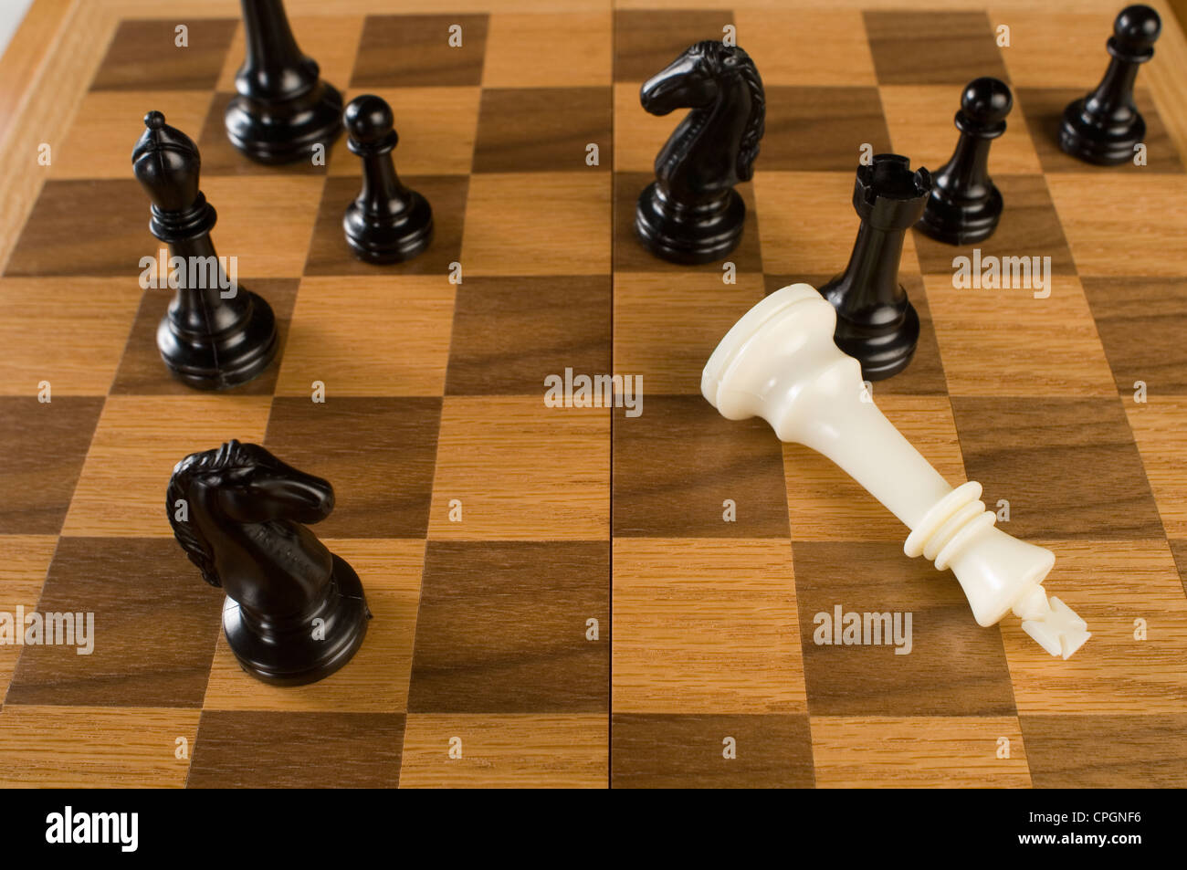 Chess pieces on chess board, close-up, elevated view Stock Photo - Alamy