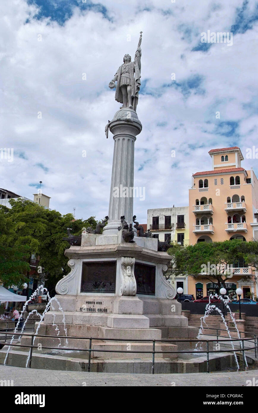 PUERTO RICO Old San Juan - Plaza Colon The Columbus Monument Stock ...