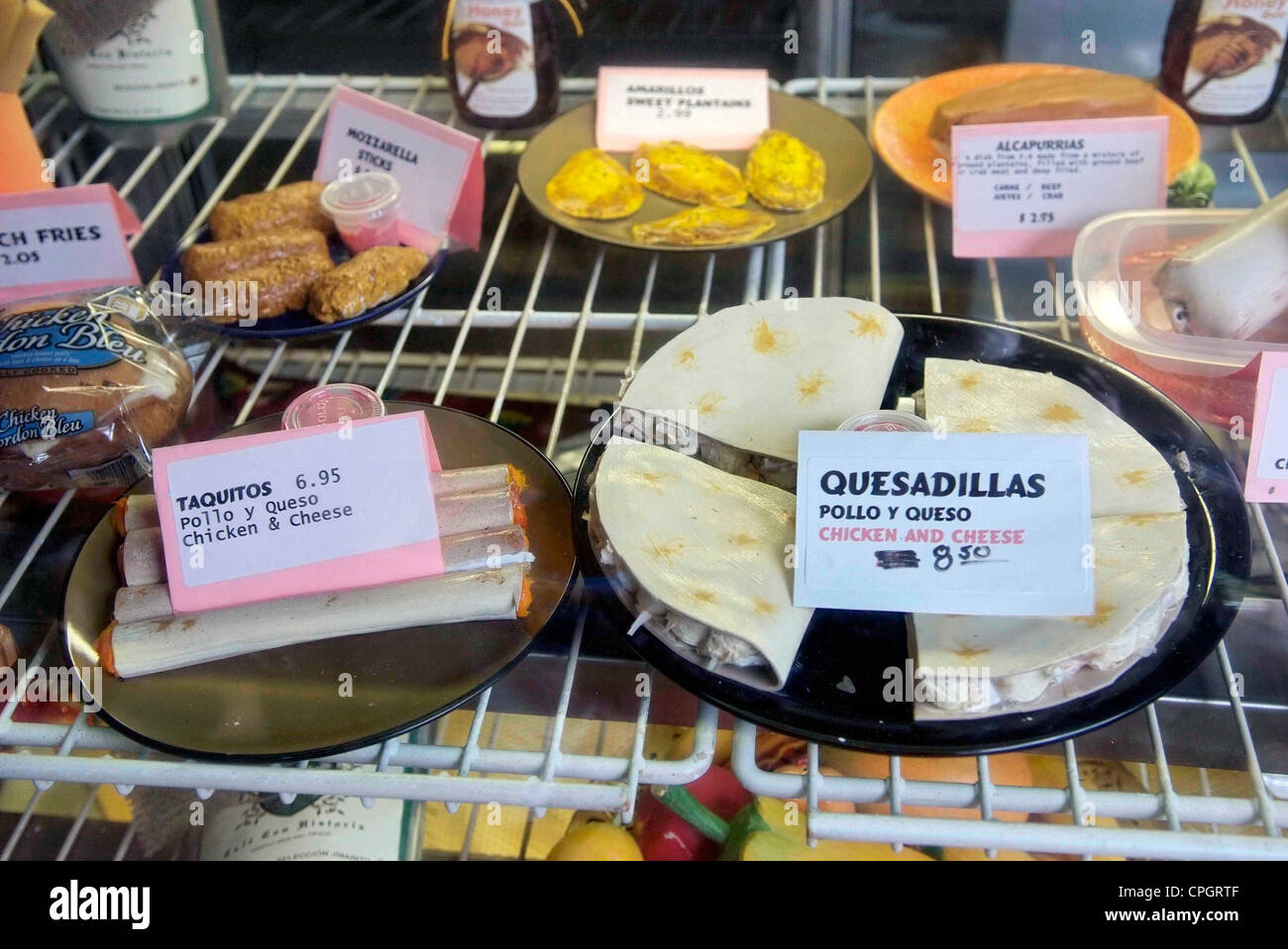 PUERTO RICO - street food. Local snacks on display in a cafe Stock ...
