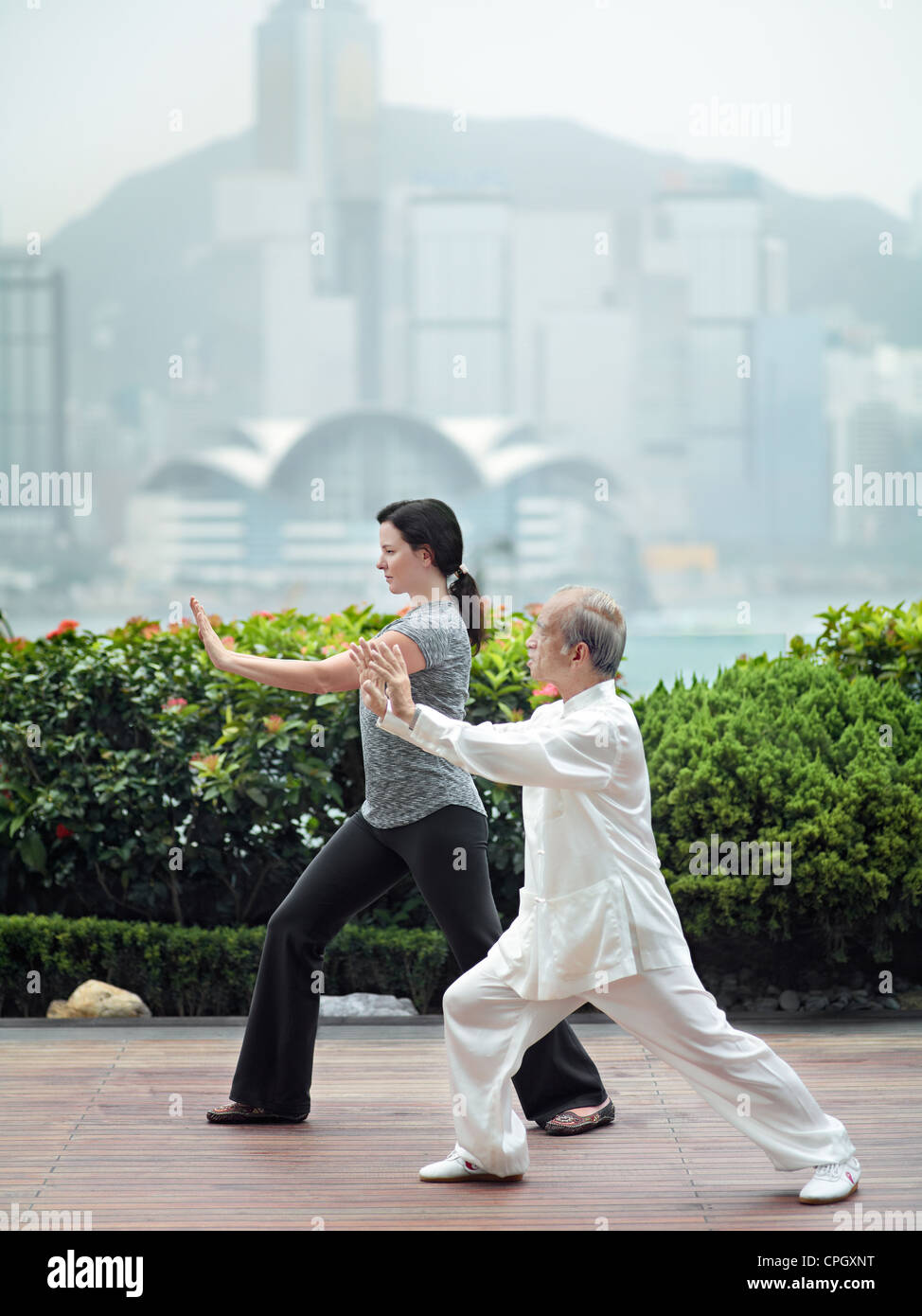 William Ng, a Tai Chi Master teaches a student Stock Photo - Alamy