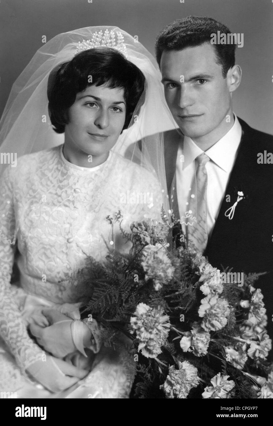 poeple, marriage, bridal couple, Germany, picture postcard, 1964 ...