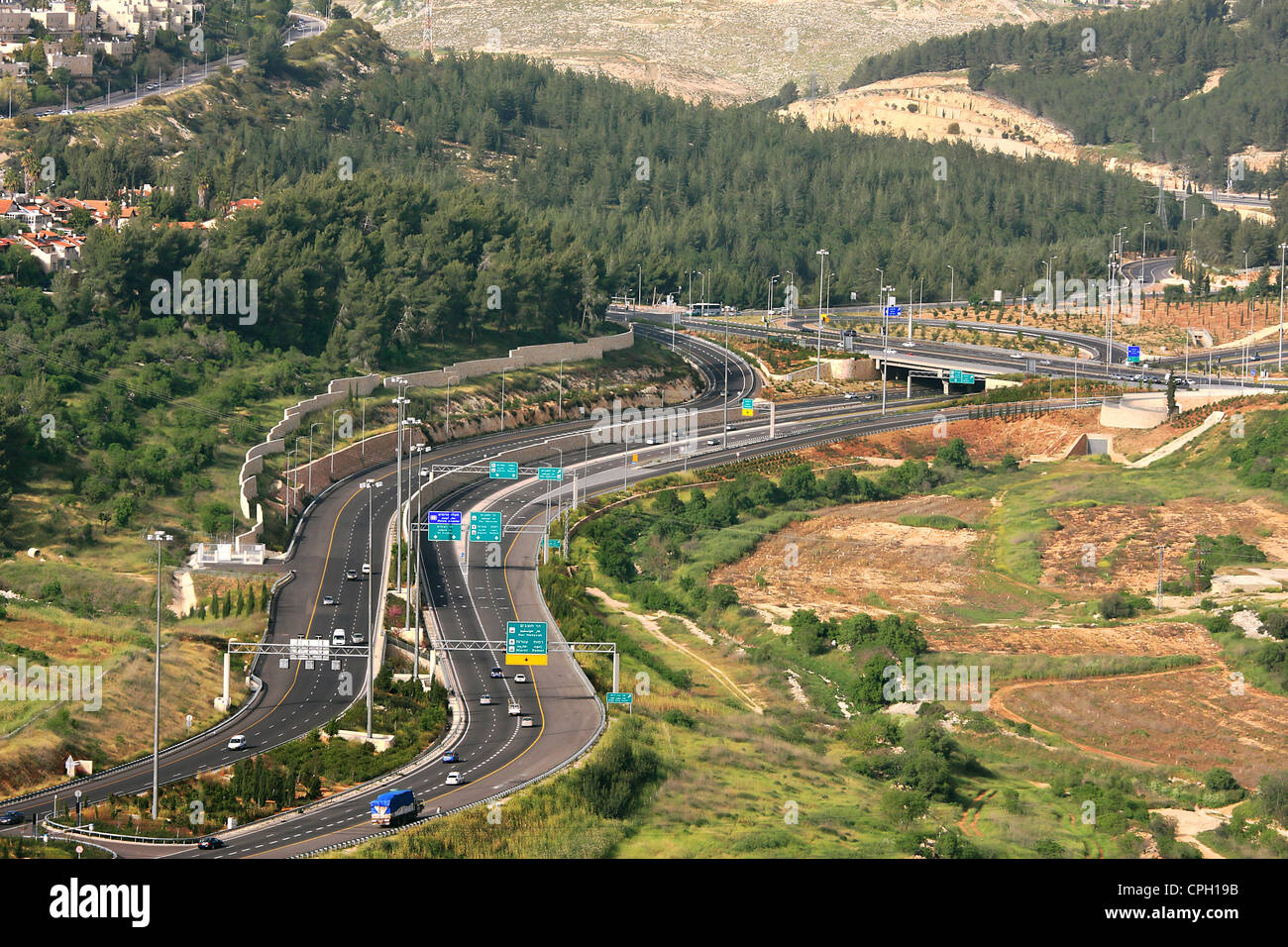 Aerial view on Highway among hills in Jerusalem, Israel Stock Photo - Alamy