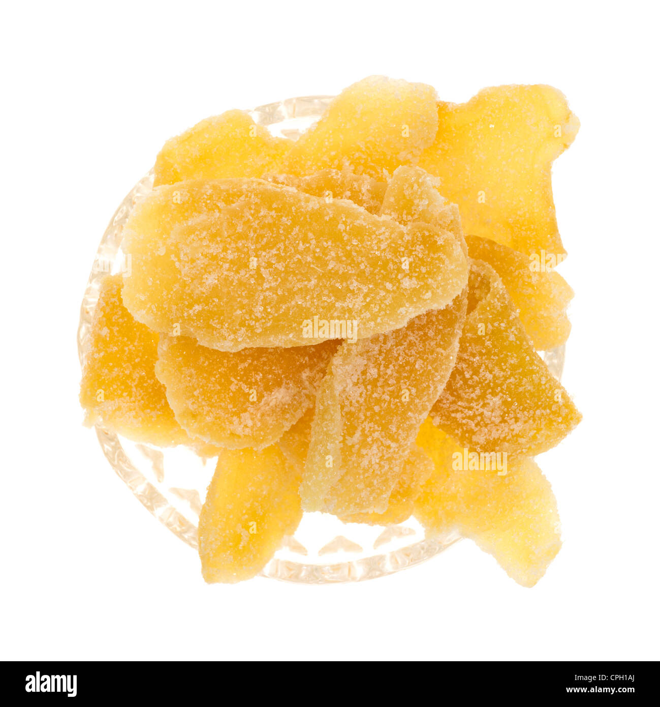 Candied ginger slices in glass bowl Stock Photo - Alamy