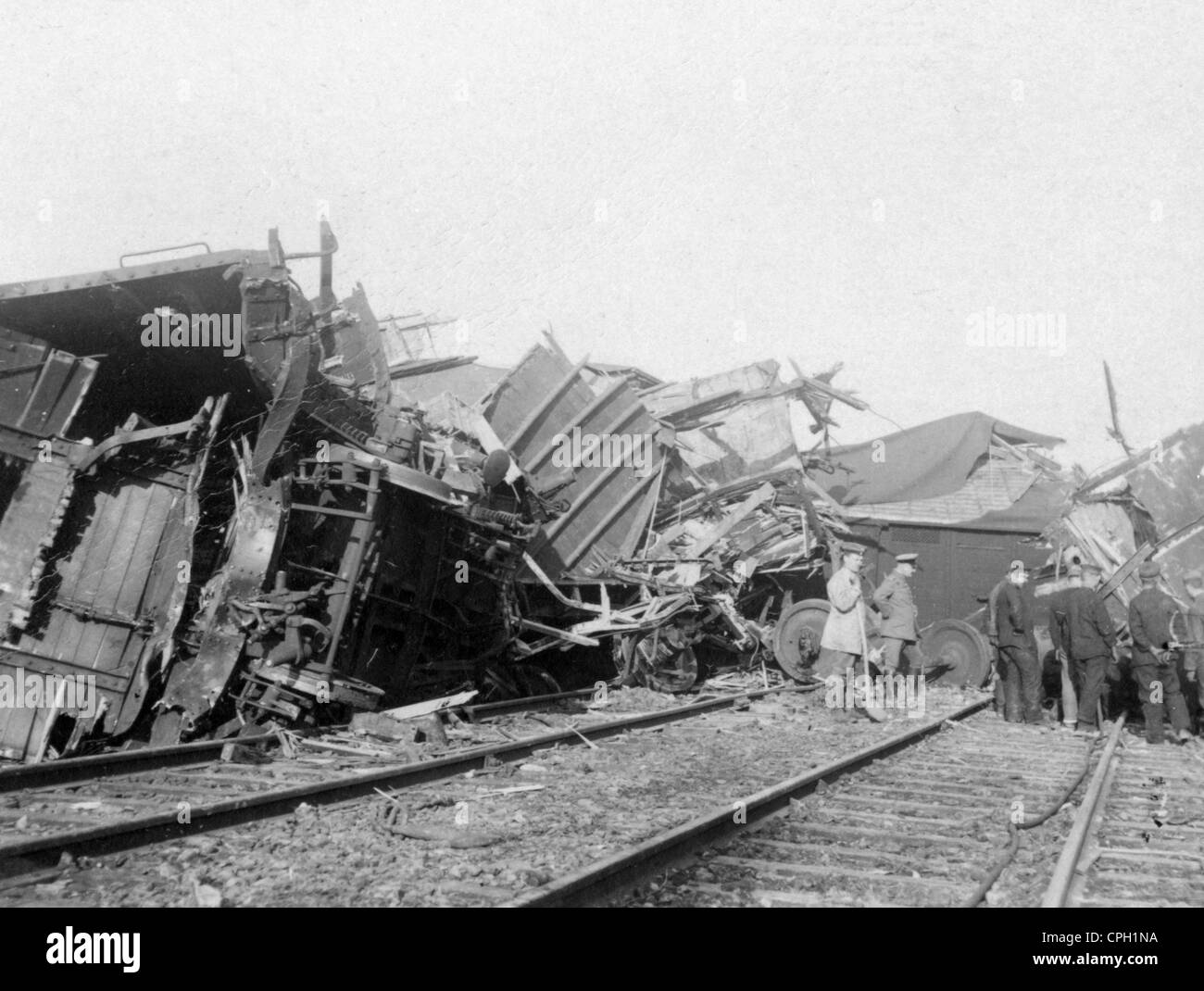 events, First World War / WWI, rear area, train crash in the Ardennes ...