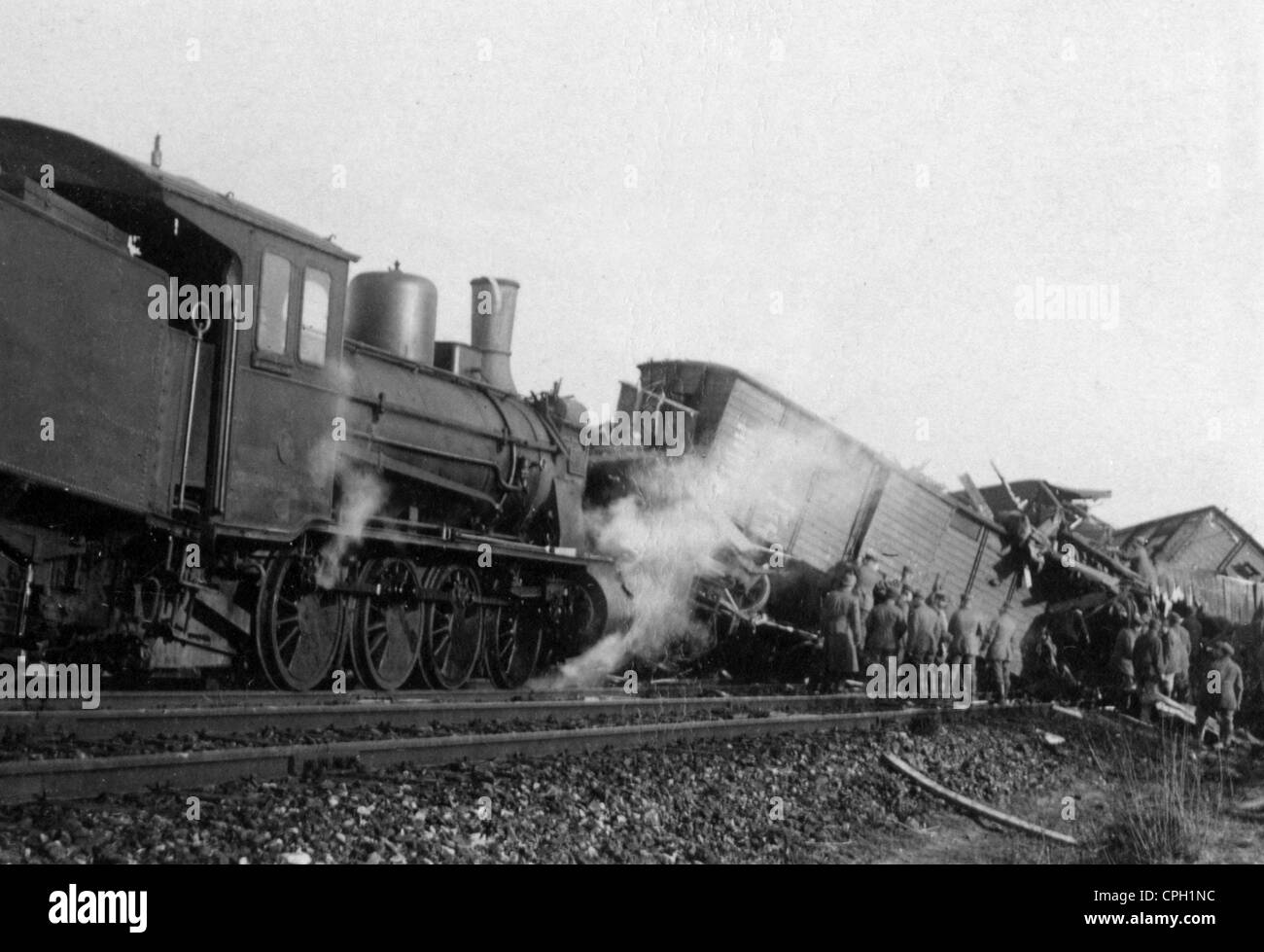 events, First World War / WWI, rear area, train crash in the Ardennes ...