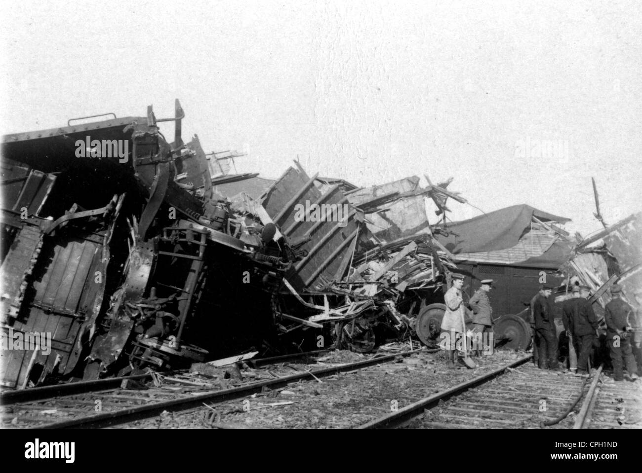 events, First World War / WWI, rear area, train crash in the Ardennes ...