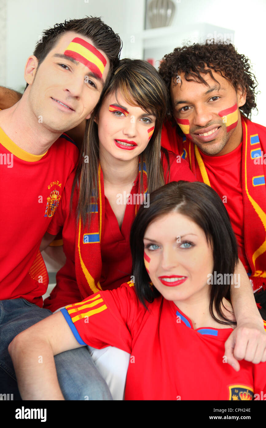 Group of Spanish football supporters Stock Photo - Alamy Group of Spanish football supporters Stock Photo - Alamy