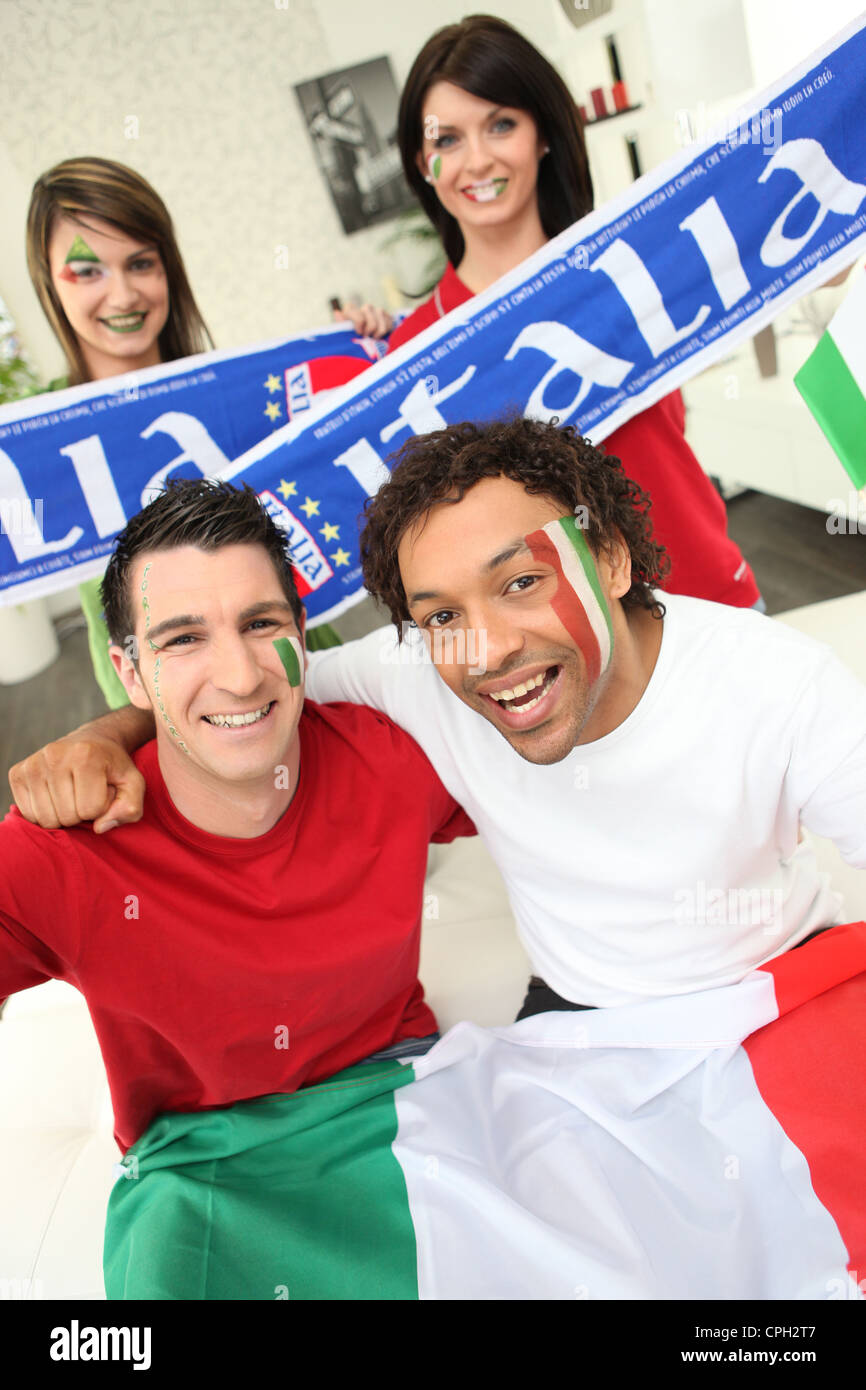 Group of Italian sports fans Stock Photo - Alamy