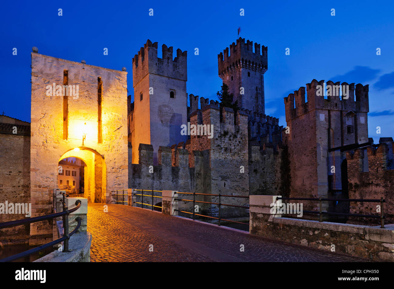 Europe, Italy, Lombardy, Lake Garda, Sirmione, Sirmione Castle, Italian ...