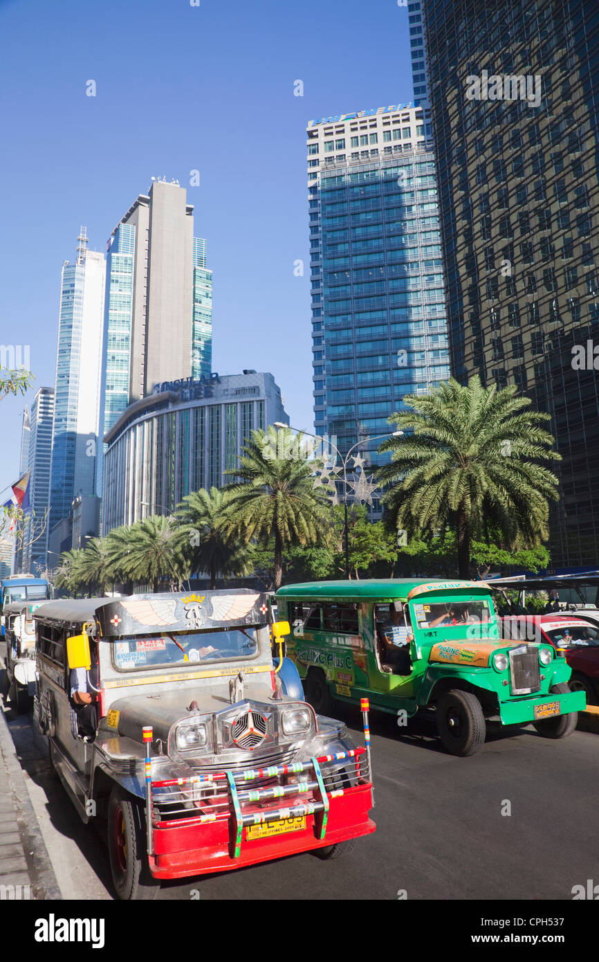 Asia, Philippines, Manila, Makati, Ayala Avenue, Ayala, Jeepneys ...