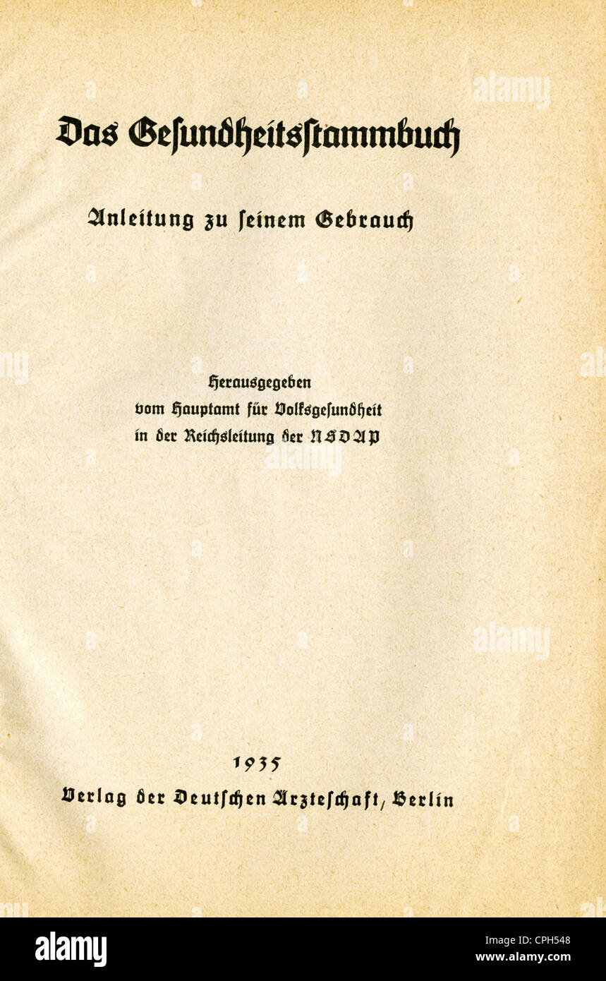 Nazism / National Socialism, documents, Das Gesundheitsstammbuch ...